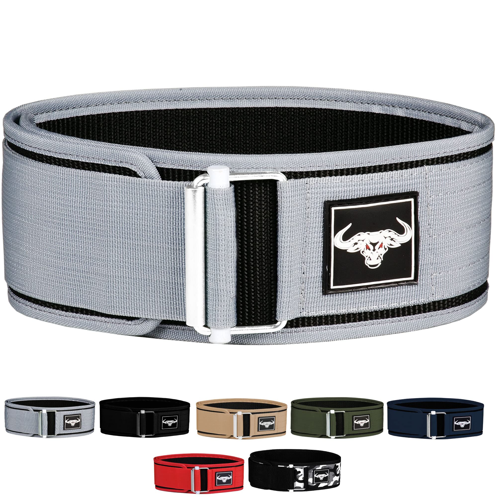 IBRO Quick Locking Premium Weight Lifting Belt - Back Support for Powerlifting, Cross Training & Gym Bodybuilding - 4 Inch Nylon Men and Women with Metal Buckle for Core Stability Silver S