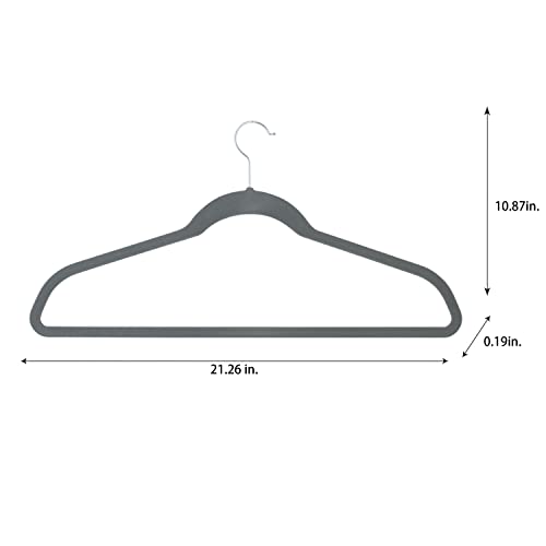 Simplify Extra Wide 21β Velvet Coat Hangers | 6 Pack | Slim Design | Heavy Duty | Holds 10 Pounds | Closet Organization | Shirt & Clothes | Grey