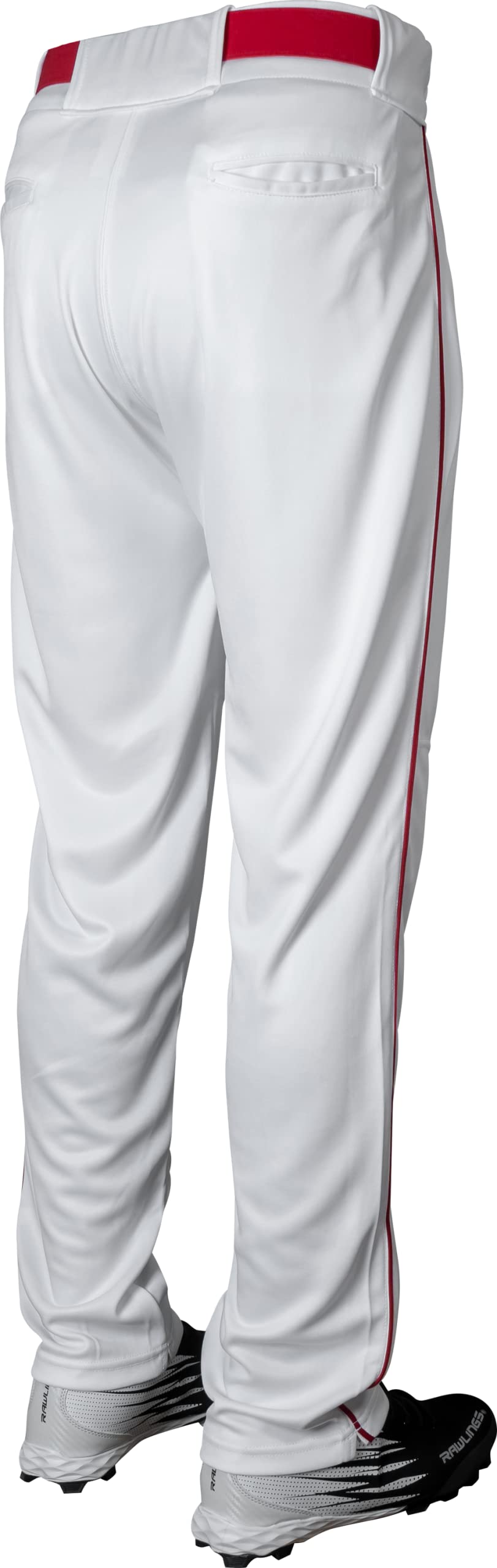 Rawlings | LAUNCH SERIES Full Length Baseball Pants | Adult Small | White/Red
