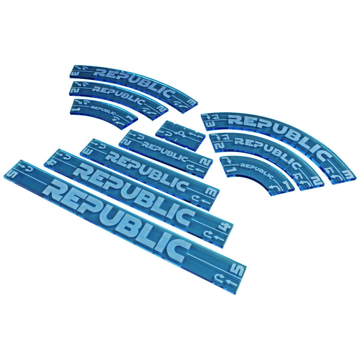 LITKO Space Fighter 2nd Edition Maneuver Gauge Set | Movement Tools | Compatible with Star Wars X-Wing | Set of 11 (Republic)