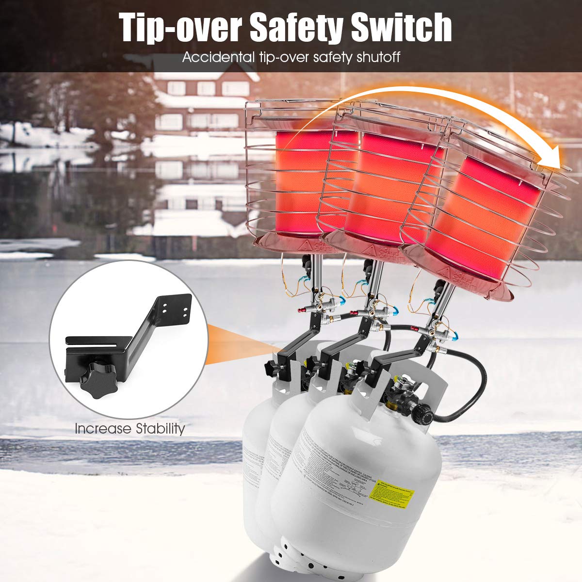 COSTWAY 360 Degrees Propane Tank Top Heater, 35,000-42,000 BTU Portable Propane Heater with Safety Shut-off and Tip-over Switch, CSA Certification for Outdoor, Camping (Propane Cylinder not Included)