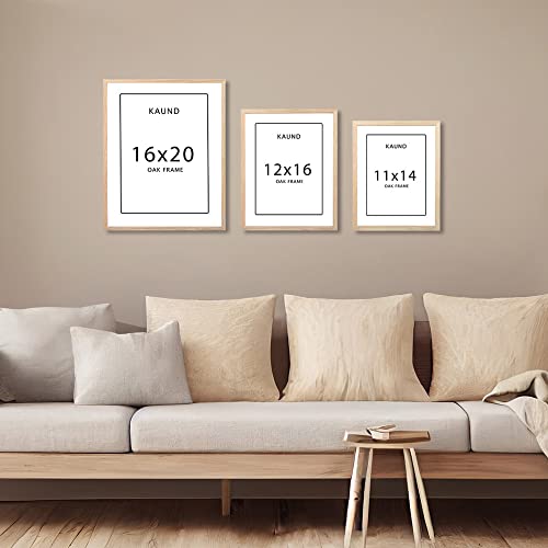 KAUND 12x16 Picture Frames, Oak Wood Photo Frames with High Definition Glass,Natural Poster Frame for Wall Art(C02-High Definition Glass, Medium