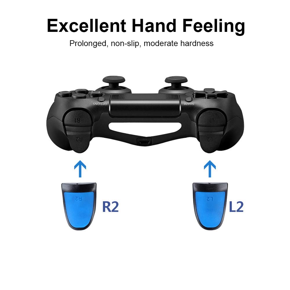 PS4 Trigger Extenders, L2 R2 Game Controller Extenders Buttons PS4 Extension Trigger Soft Touch Extended Grips for PS4(Blue)