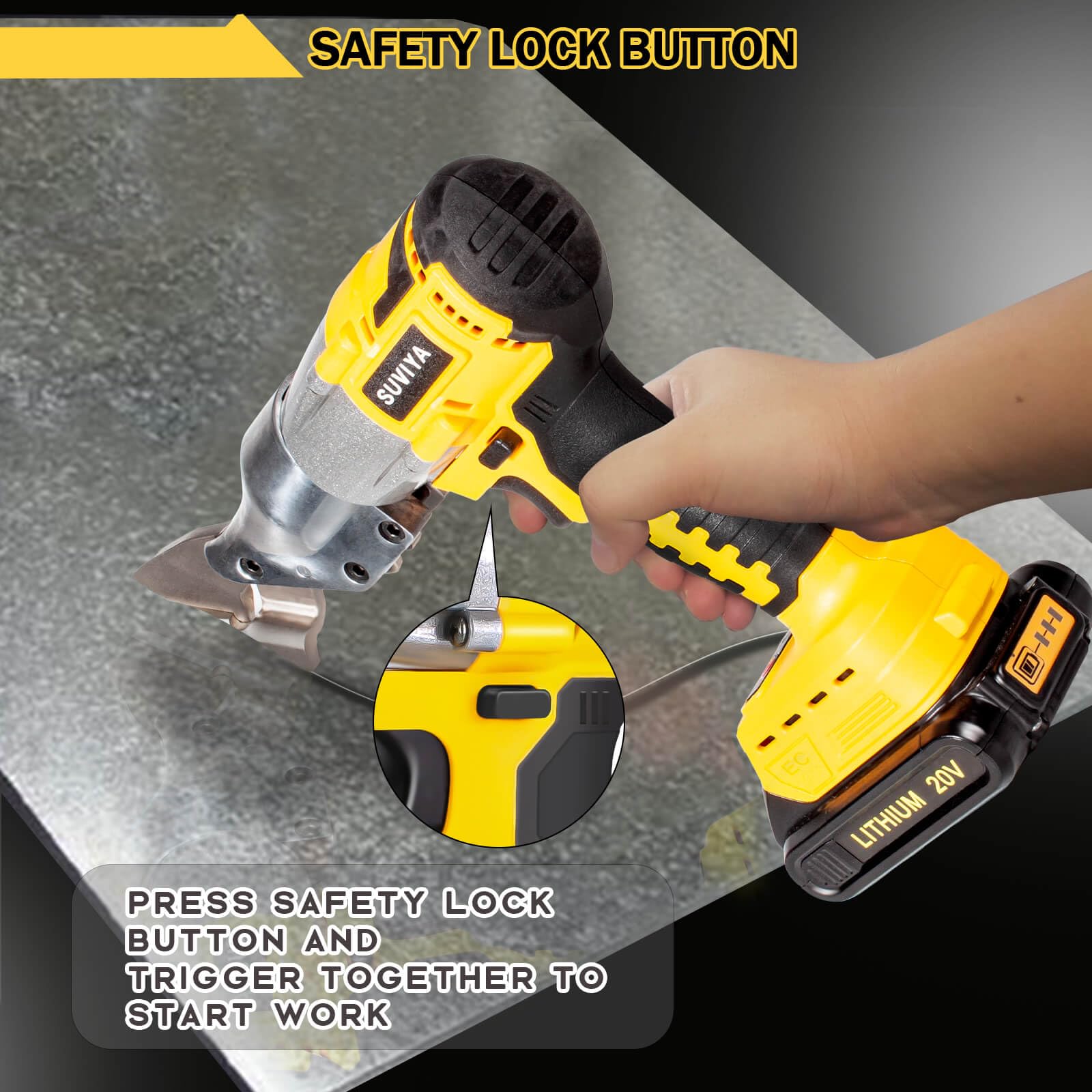 Cordless Sheet Metal Shear Brushless Compatible With Dewalt 20v Max Battery Electric Metal Scissors 133 Ft-Lbs Torque Cutting Thickness 18GA Metal/Iron 360 Degree Pivoting Head (Tool Only)
