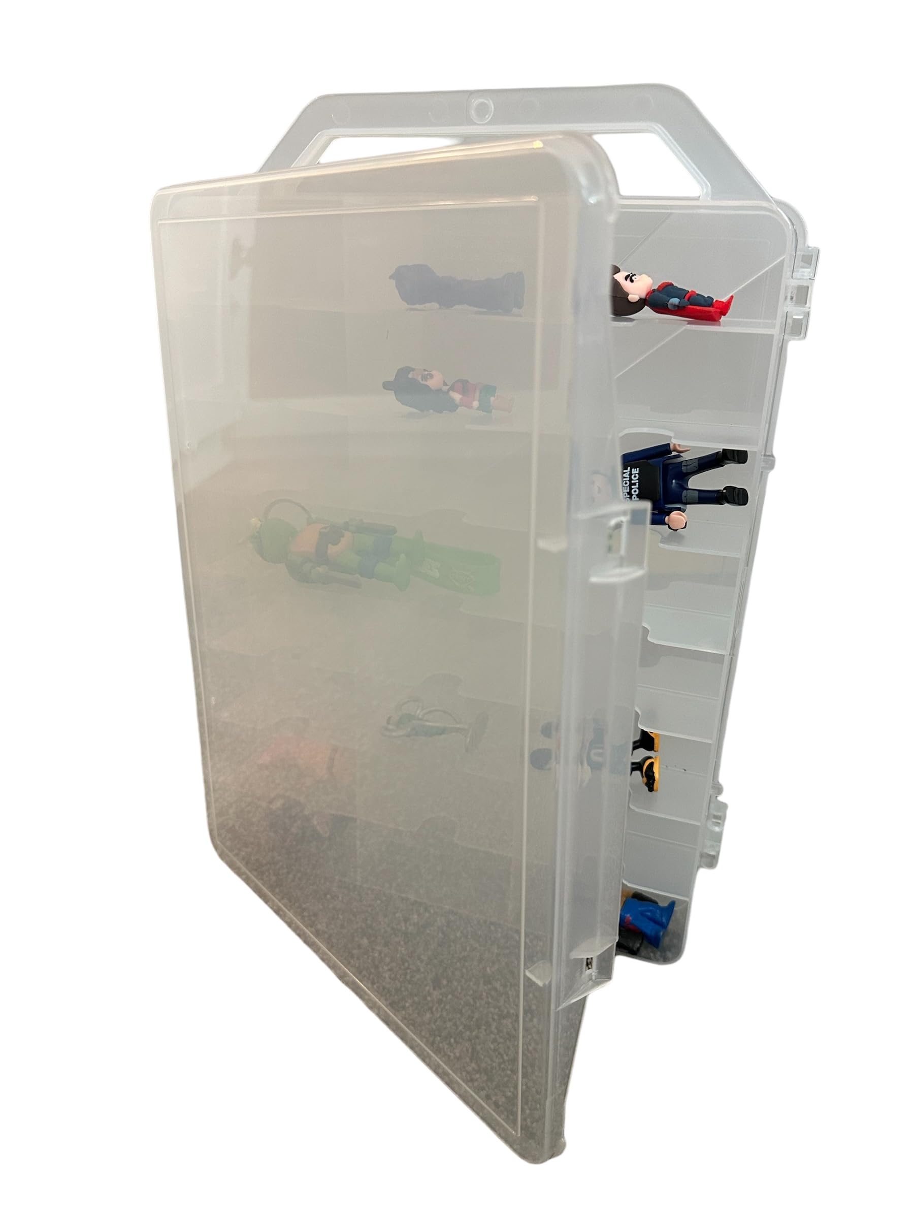 Double Sided Storage Case for 46 Hot Wheels, Matchbox Cars, Small Action Figures, Crafts; Portable Transparent Storage Case with 46 Compartments, Case Only (Transparent)