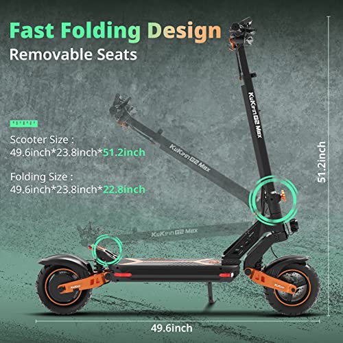 KUKIRIN G2 Max Electric Scooter with Seat, Powerful 1000W Motor, 35 MPH Max Speed, 50 Miles Range, 48V/20Ah Large Capacity Battery, Dual Brake Folding Fast e Scooter for Adult (G2max/1000W/20AH)