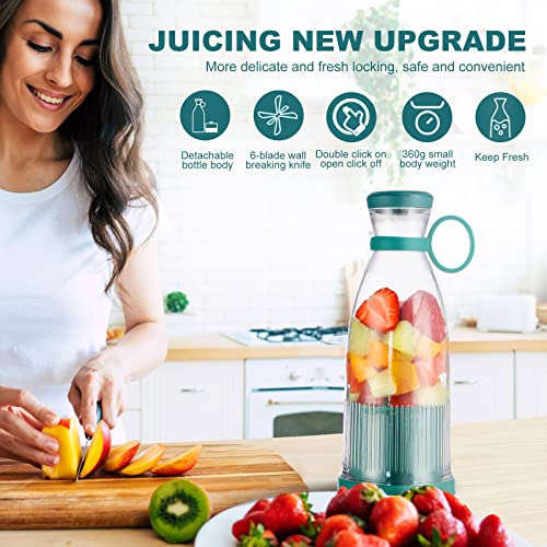 Portable Blender, Personal Blender for shakes and smoothies,Mini Blender,390 ml Capacity (13 oz), Small Blender, with Sharp 6 Blades,Travel Blender,USB Charging is Applicable to Travel,Outdoor,Gym and Office…