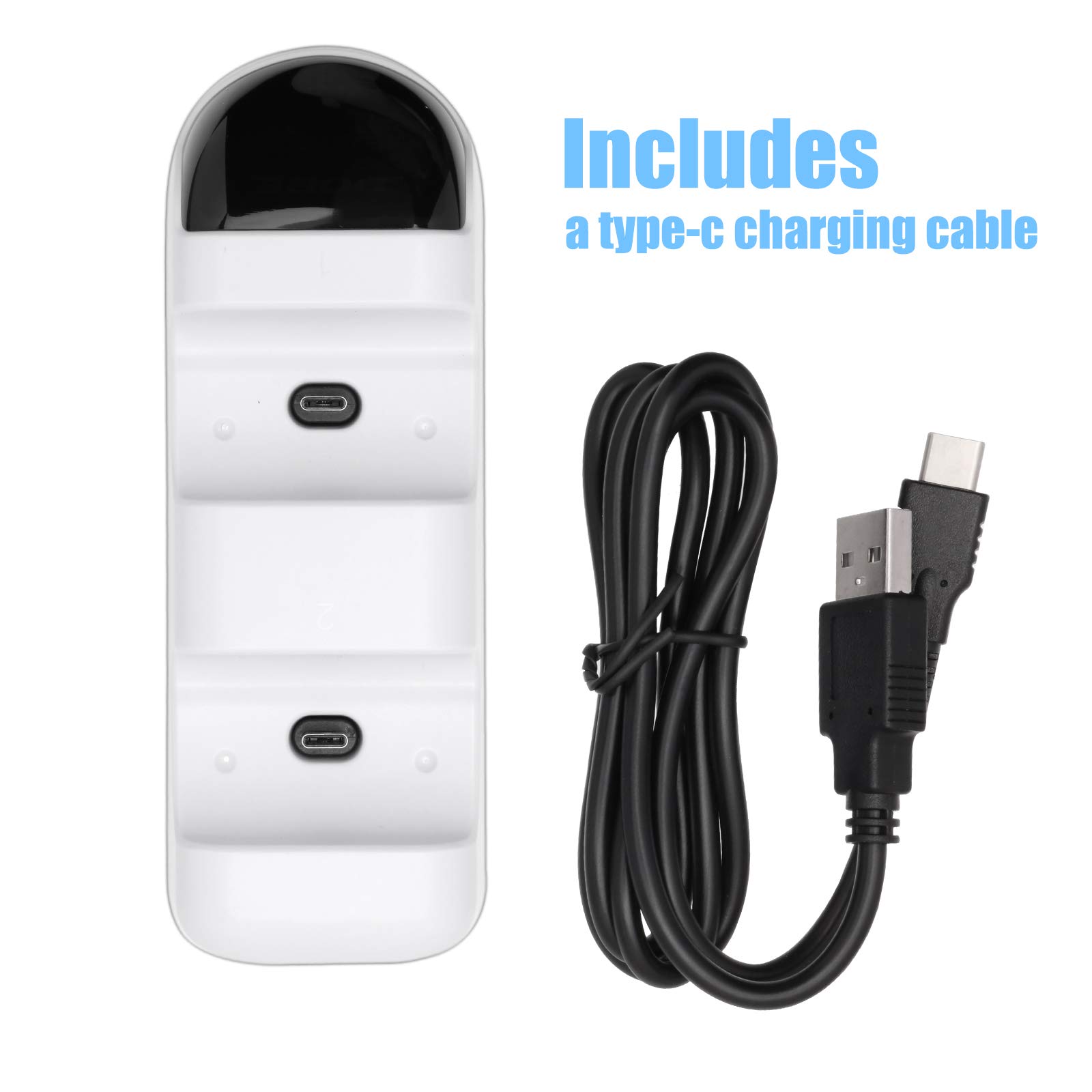 PS5 Charging Station, PS5 Accessories for Dual Controllers with USB C Cable and LED Indicator (Gray)