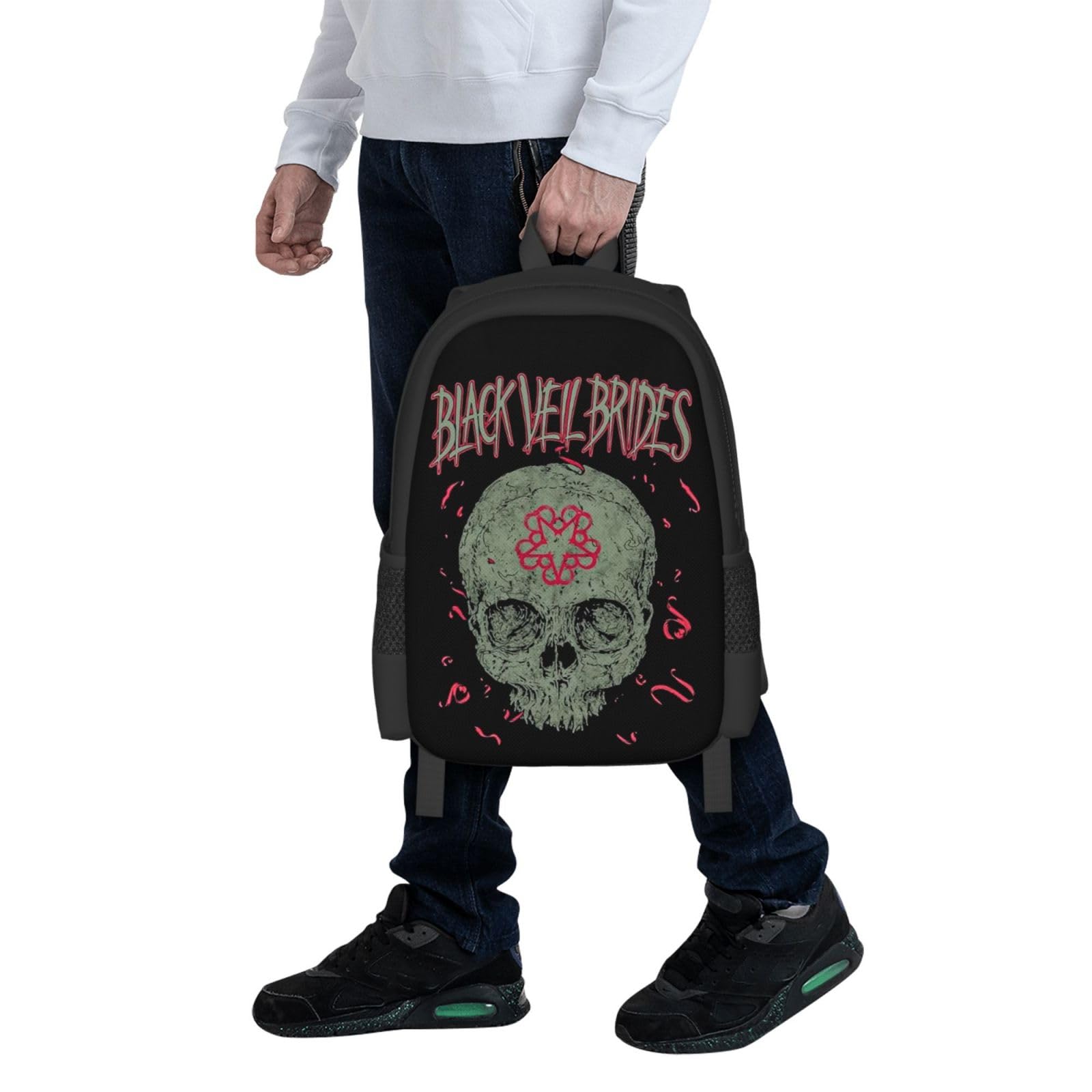 CASOWAT Black Rock Veil Brides Band Backpack Laptop Backpack Cartoon Shoulders Daypack Work Travel Bags For Men Women