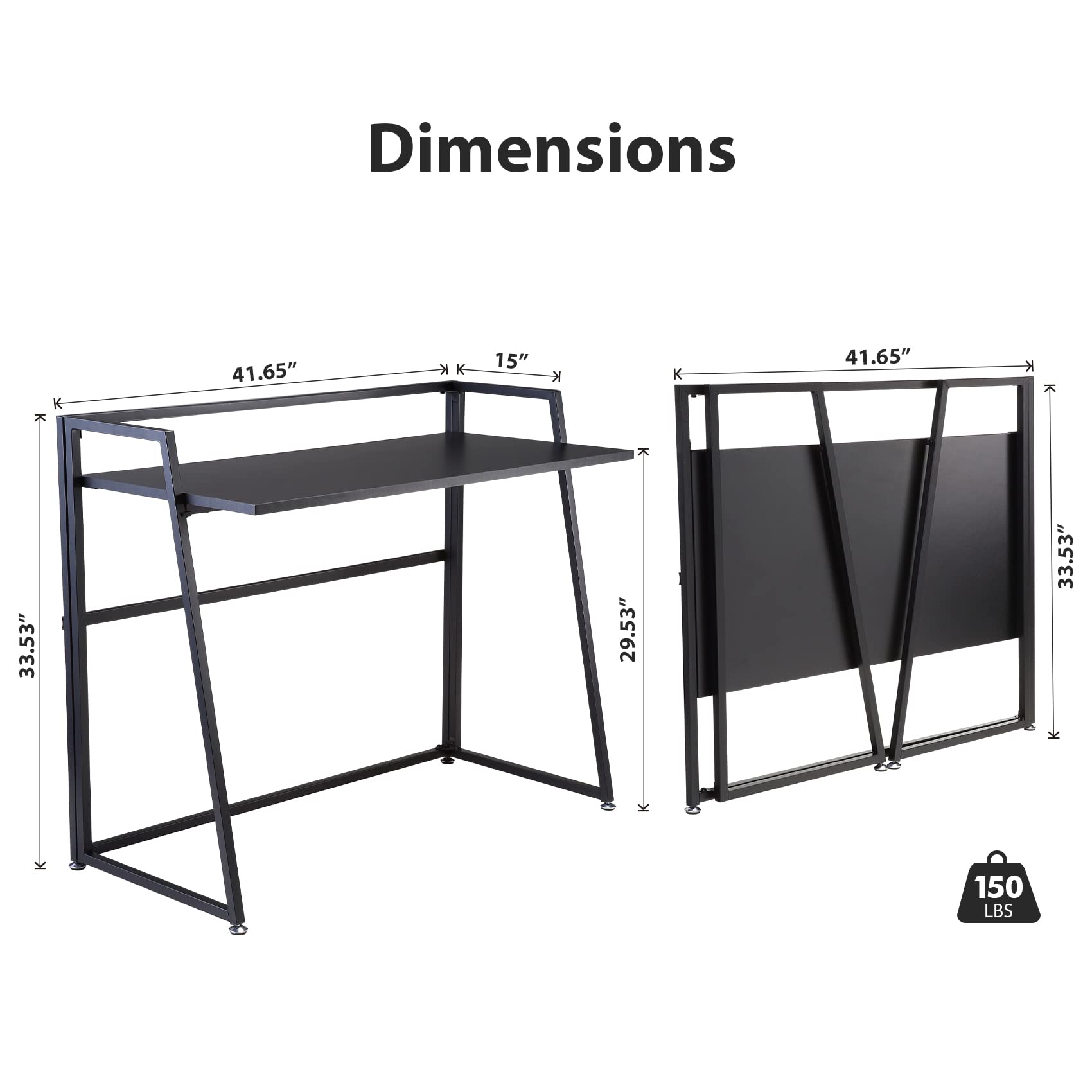 EUREKA ERGONOMIC Folding Desk for Small Spaces Folding Desk Table Fold up Desk no Assembly 41inch Computer Desk Office Table Teen Student Dorm Study Desks, Easy to be Folded Writing, Laptop Working
