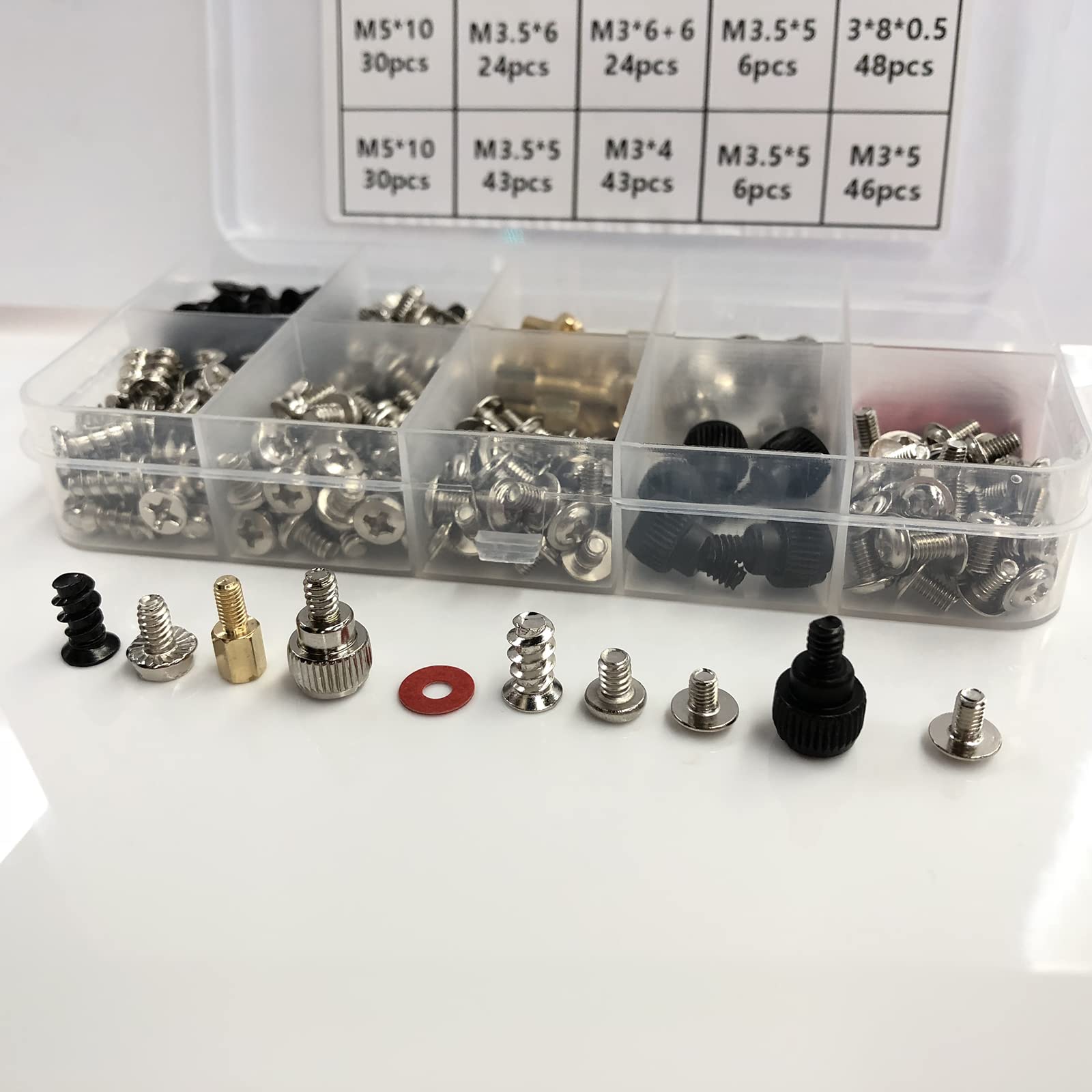 BENLIUDH Motherboard Screws Standoffs Kit, Replacement Computer Screws Assortment Kit Motherboard Gasket Computer Fan Case Screws for DIY & Repair - 300 Pcs