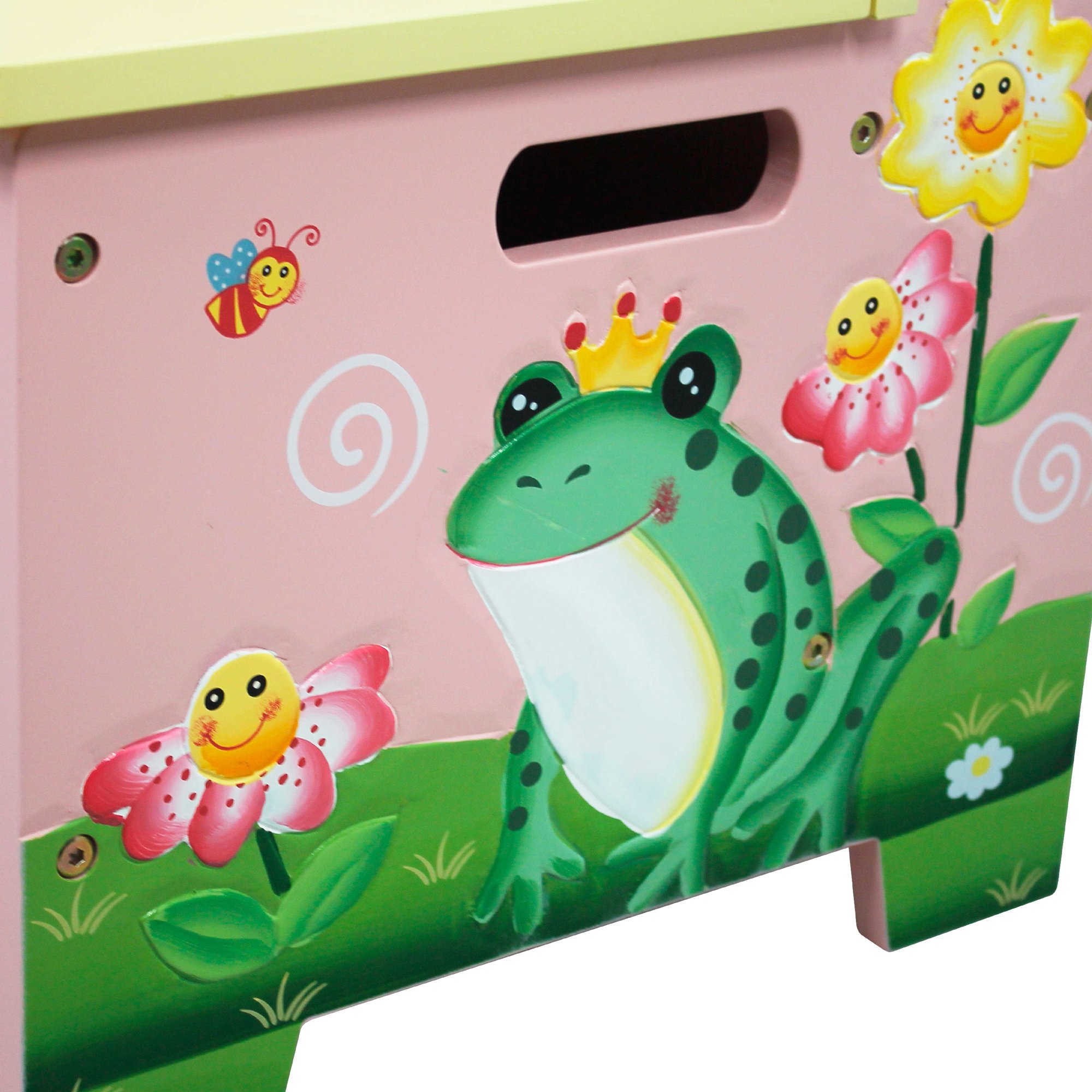 Fantasy Fields Magic Garden Kids Toy Box with Bench Seat, Toy Storage Chest for Kids, Pink