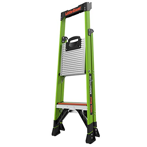 Little Giant Ladders, MightyLite, M4, 4 ft Stepladder, Ground Cue, Fiberglass, Type IAA, 375 lbs weight rating, Green, (15384-001)
