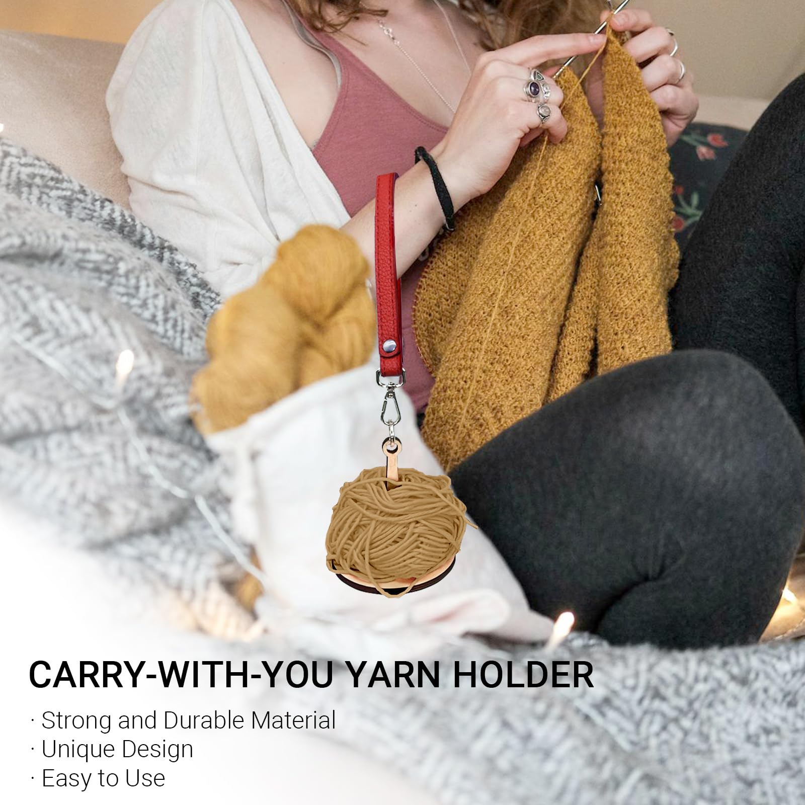 FantasyDay Portable Wrist Yarn Holder 5pcs, Mini Yarn Holder for Crochet with Wrist Strap for Knitting to Prevent Yarn from Tangling - Exquisite Pattern - Knitting Crocheting Gift