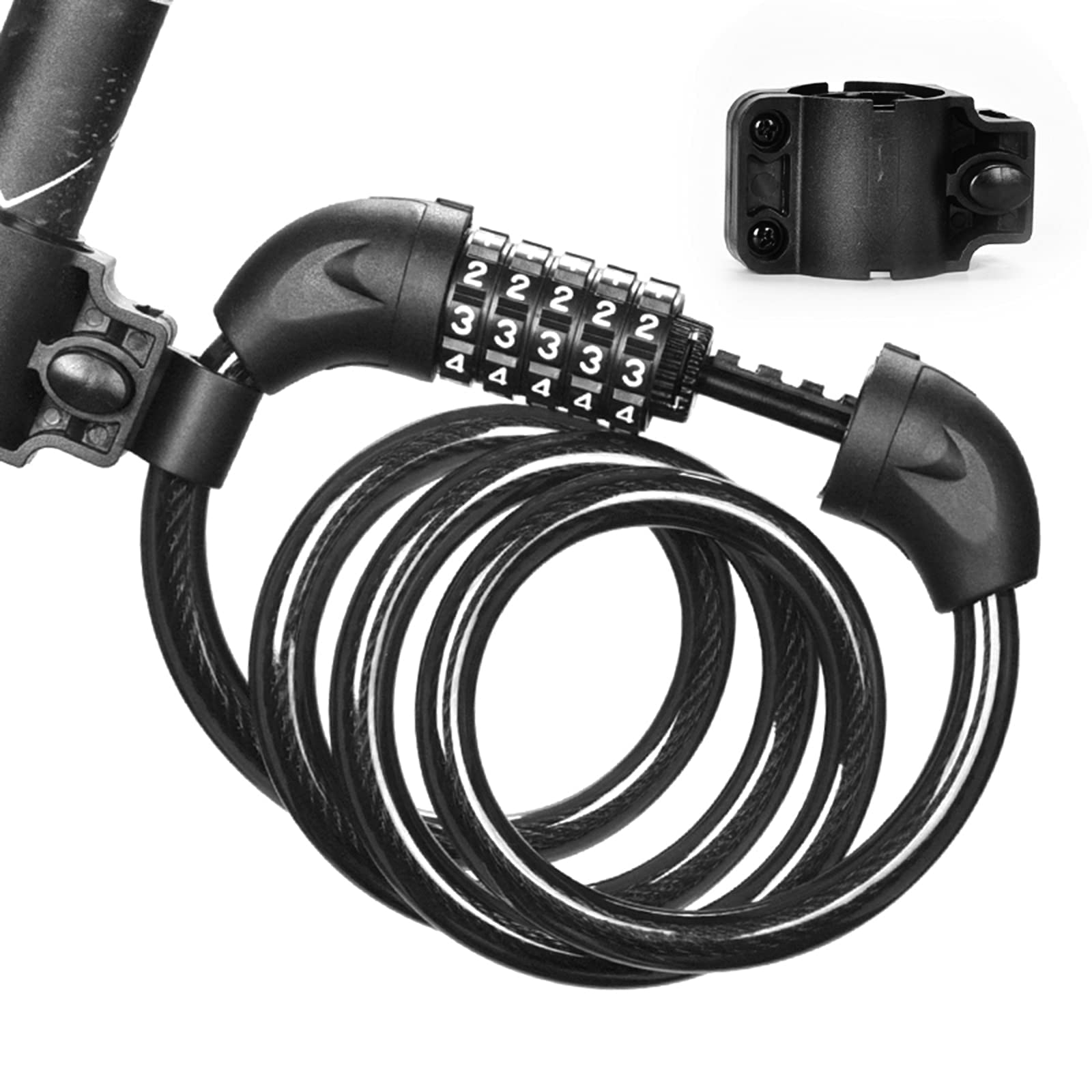 Bike Lock Cable Bike Locks with Combination Bicycle Lock 5ft(1.5m) Long Anti-Theft Resettable Bicycles Electric Bicycles Baby Strollers Kayaks Gate
