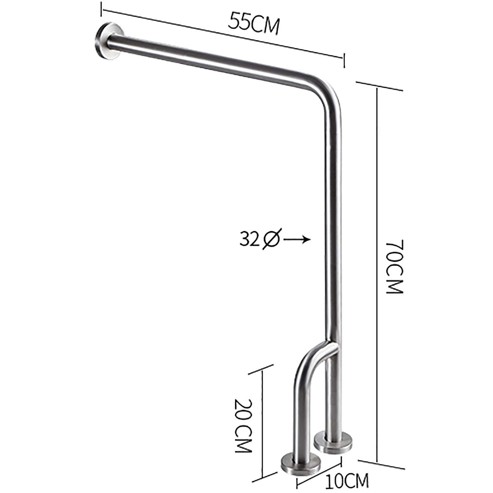 Grab Bar Bathroom Frosted Surface Handrails 304 Stainless Steel Floor Bathroom Safety Rails Barrier-Free H-Shaped Guardrail (Left and Right Models)