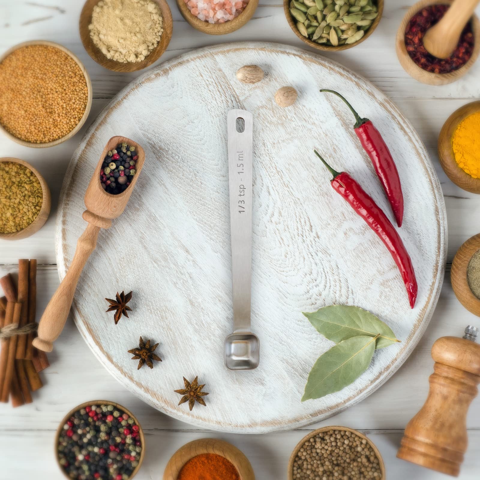 BERYLER 1/3 Teaspoon(1/10 Tbsp | 1.5 mL | 1.5 cc | 0.05 oz) Single Measuring Spoon, Small Measuring Spoon Only, Individual Tiny Measuring Spoons, Stainless Steel Mini Measuring Spoons (Square Bowl)