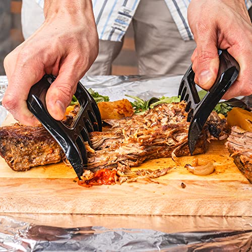 GK’s Premium Combo Set: Super Sharp Solid Meat Shredder Claws Plus Silicone Basting Brush | 1 Pair Meat Claws and 1 Piece Basting Brush | (Black)
