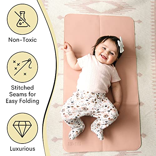 Changing Pad Portable (16 x 30), Vegan Leather Baby Wipeable Changing Mat Portable Changing Pad Diaper Clutch Station Changing Pad - Foldable Changing Mat - Changing Mat Baby Station (Stone)