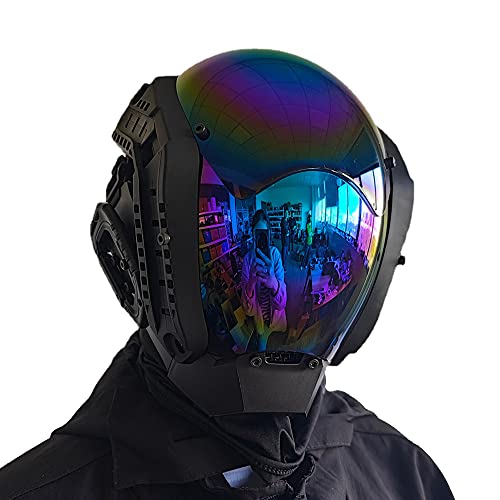 KYEDAY Punk Mask Cosplay for Men, Mechanical Sci-fi Gear Cosplay Halloween Mask Fit Party Music Festival Accessories (blue)
