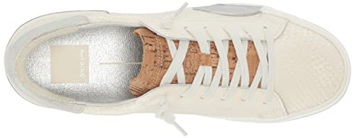 Dolce Vita Women's Zina Sneaker, White/Natural Embossed Leather, 7.5