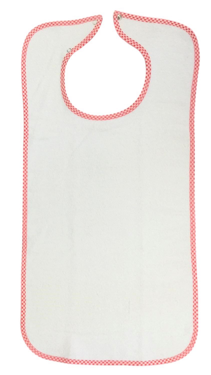 White Washable Adult Bib-Terry Cloth with Snap Closure (White)