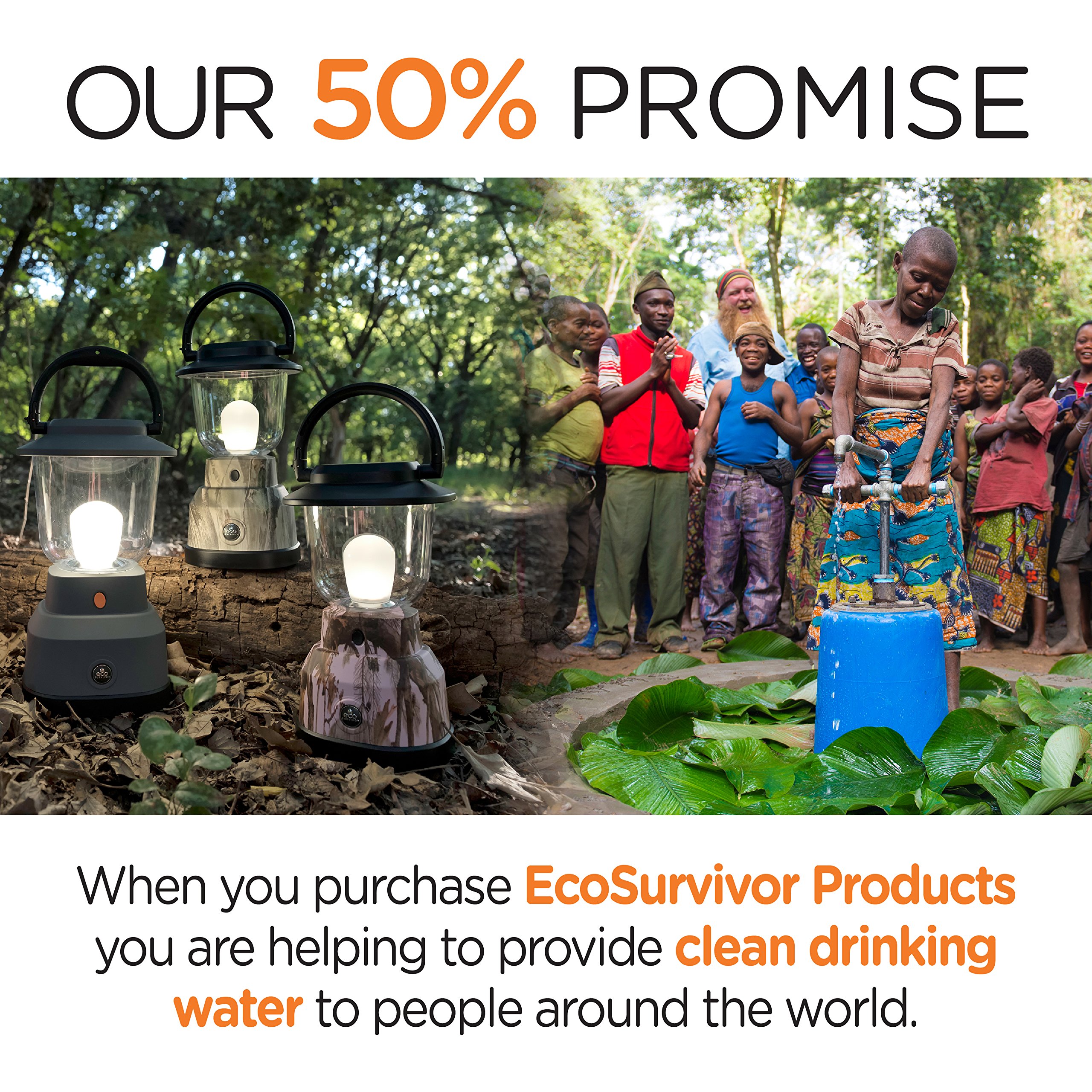 Eco Survivor EcoSurvivor LED Camping Lantern, Emergency Lantern, Battery Powered, 800 Lumens, 200 Hour Run Time, Gray, Ideal for Hiking, Outdoors, Emergency, Hurricane and Storm, 39616