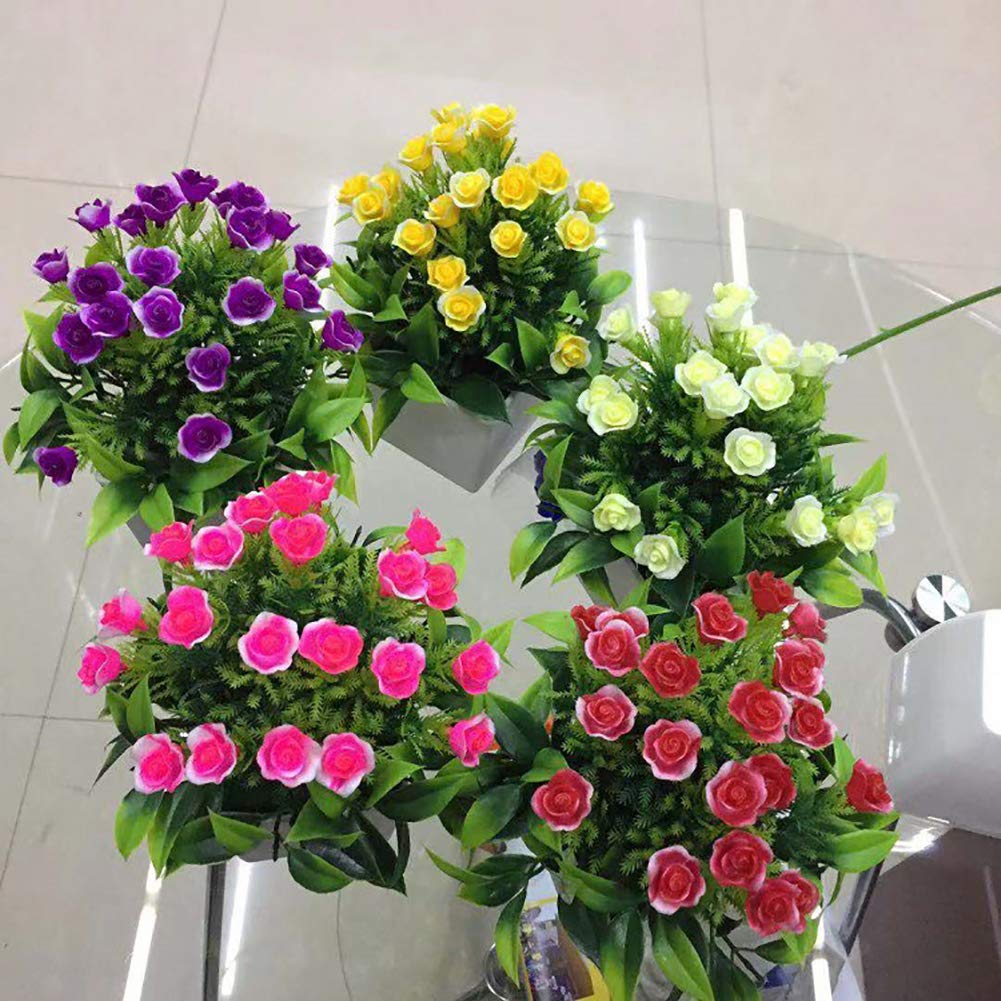 Bluelanss 1Pc Potted Artificial Flower Bonsai DIY Garden Wedding Home Office Party Decor Pink