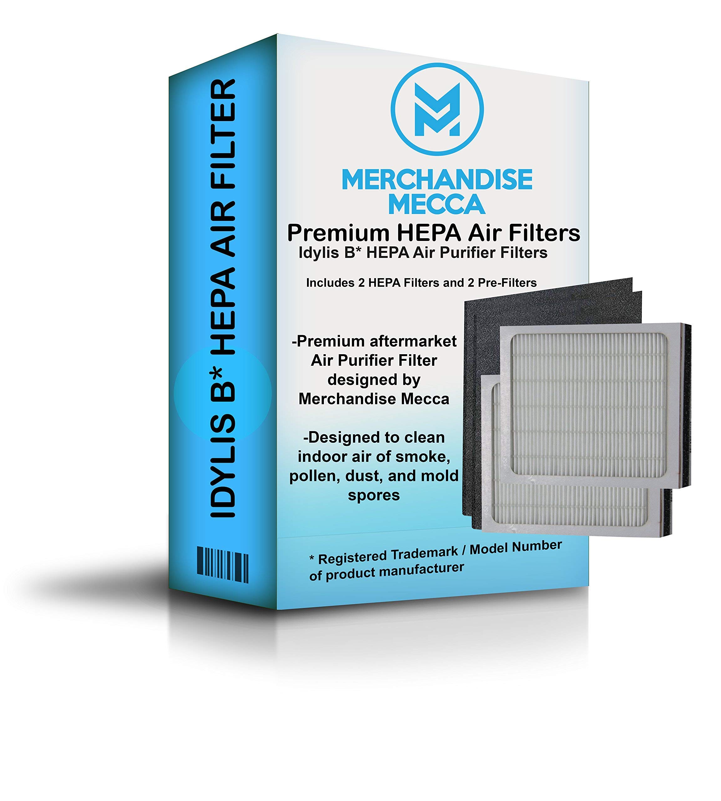 Idylis B 2 HEPA Filters and 2 Idylis B Pre-Filters - Made for IAP-10-050, IAP-10-125 & AC-2125