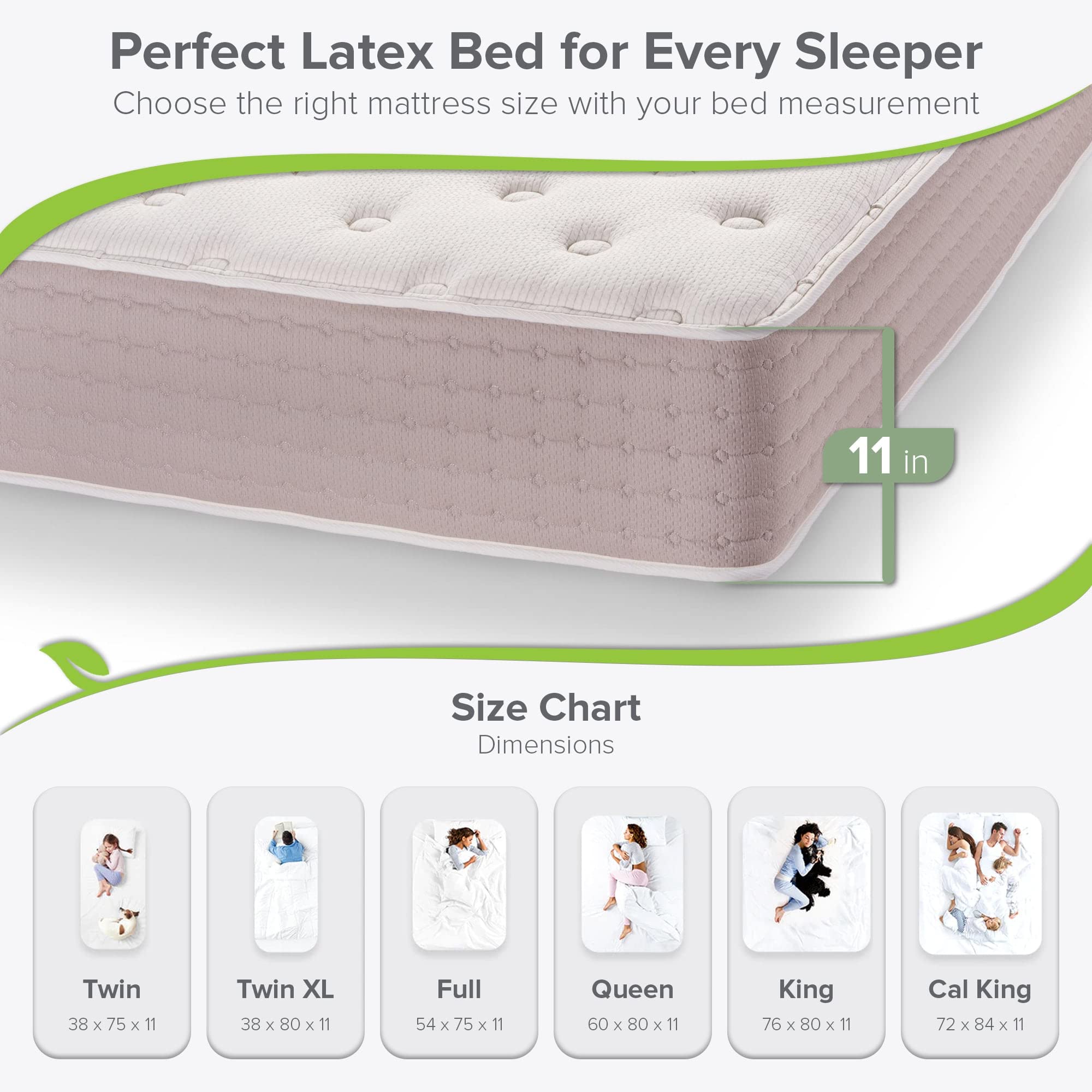 Eco Terra | Natural Latex | Luxury Hybrid Mattress | Medium Mattress with Encased Coil Spring | Full