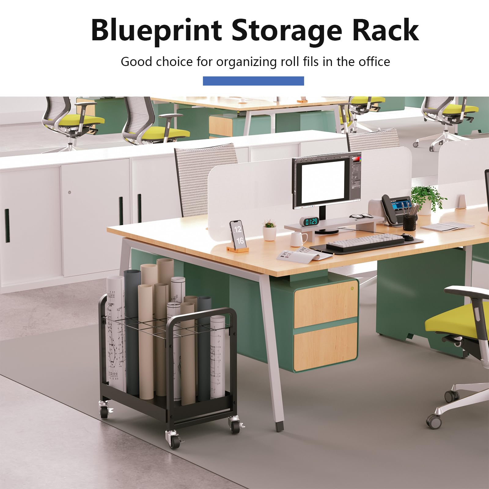 Blueprint Holder - Stuffygreenus 20- Slots Blueprint Storage for Architects, Engineers, Designers, Architectural Plan Storage, Blueprint Organizer for Large & Small Files, Portable Tube Storage Box