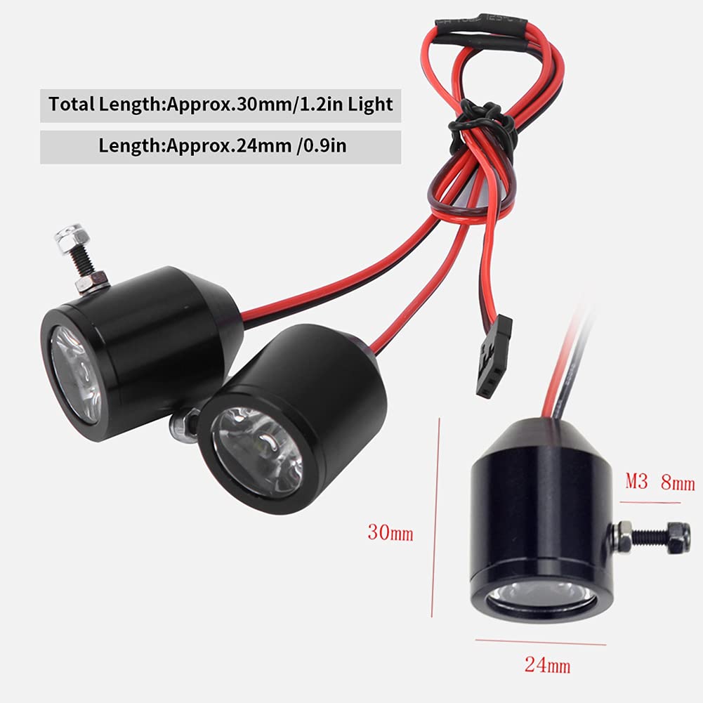RC LED Light Kit, RC Spotlights 3W Headlight Front Light Searchlights Spare Part LED Light Headlights Replacement Accessory for RC Crawler Car Kids Toy Vehicle(Black)