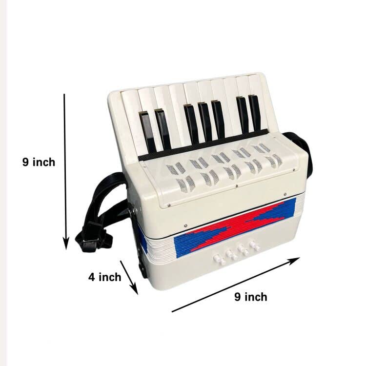 BORIYAM Accordion 17 Keys 8 Bass,Toys for Children and Adult Beginners,Accordion Instrument ,Early Learning Enlightenment Instrument (White)