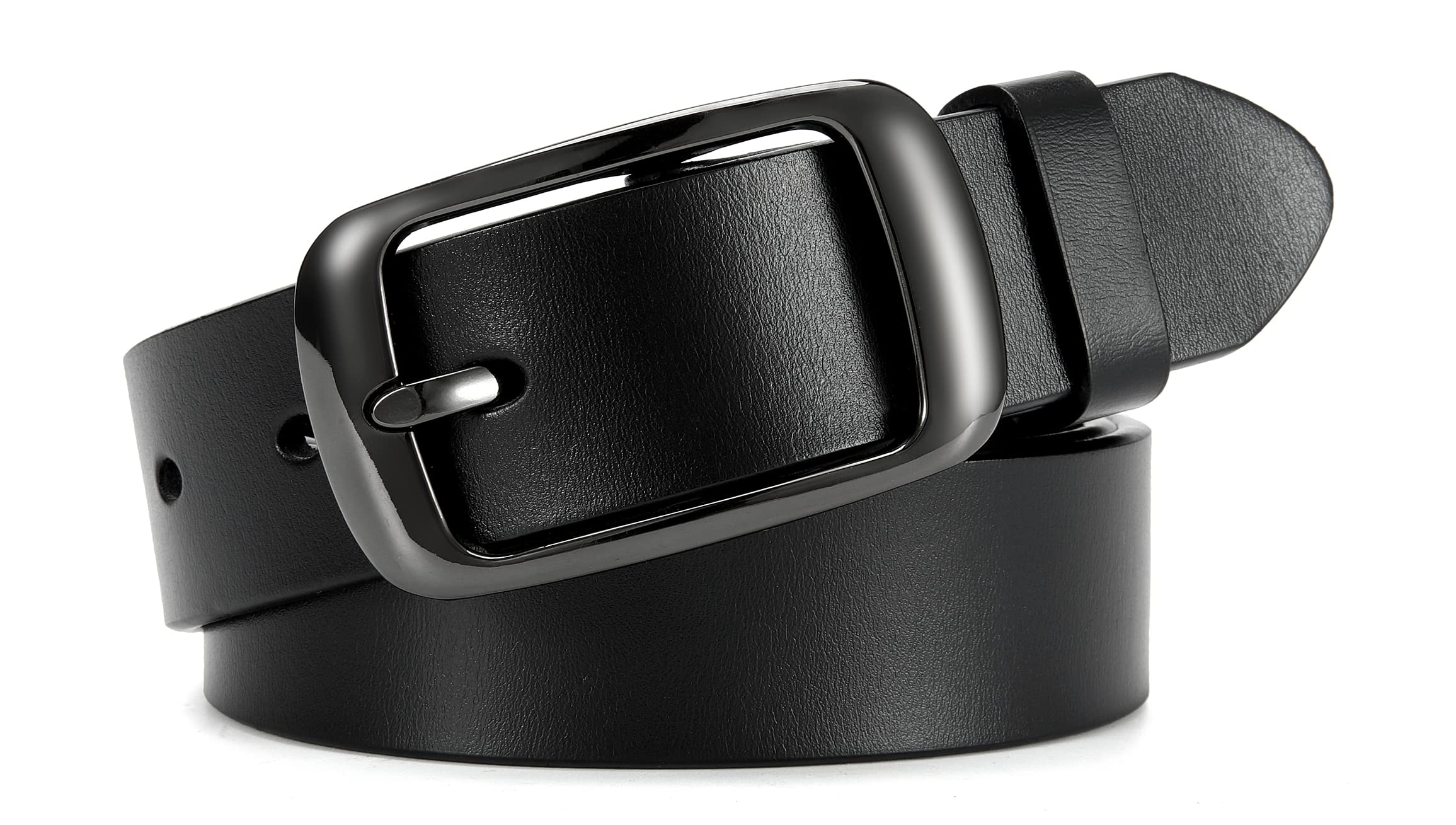 CHAOREN Black Belt Women for Jeans - Leather Belt Women 1.3" Width - Genuine Leather Crafted by Hand