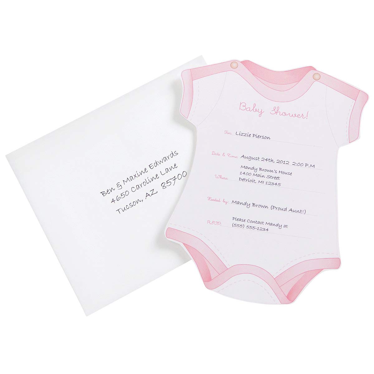 Wilton Pink Girl Onesie Fill-In Baby Shower Invitations, 12pc