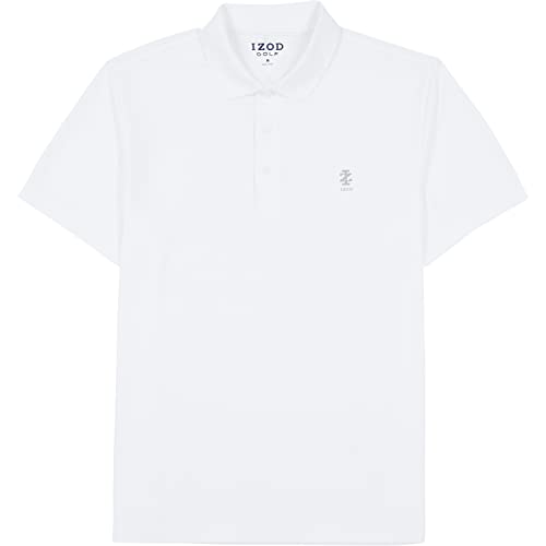 IZOD Men's Performance Golf Grid Polo, White, X-Large