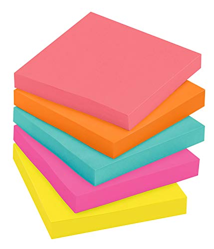 Post-it Notes, 3x5 in, 5 Pads, America's #1 Favorite Sticky Notes, Poptimistic, Bright Colors, Clean Removal, Recyclable (655-5UC)