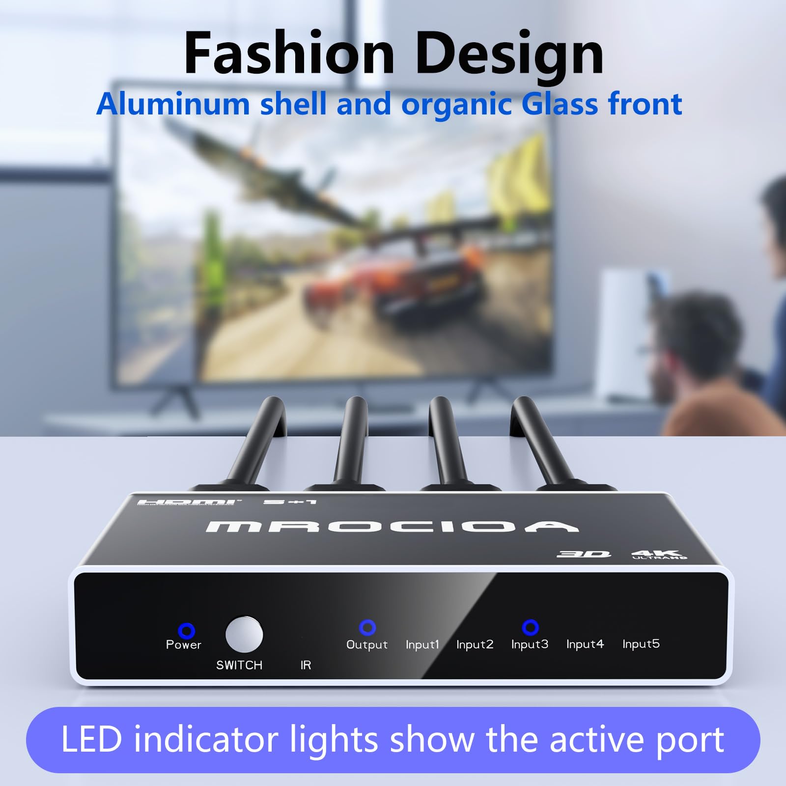 HDMI Switch 4K Switcher Splitter 5 Port in 1 Out Remote 2160P 1080P. Support PS5/ PS4 / PS3/ Xbox Series X/Xbox ONE X(S)/ Xbox/Apple TV 4K/ FIRE TV 4K/ Nintendo Switch/DVD Blure ray/Laptop/PC.
