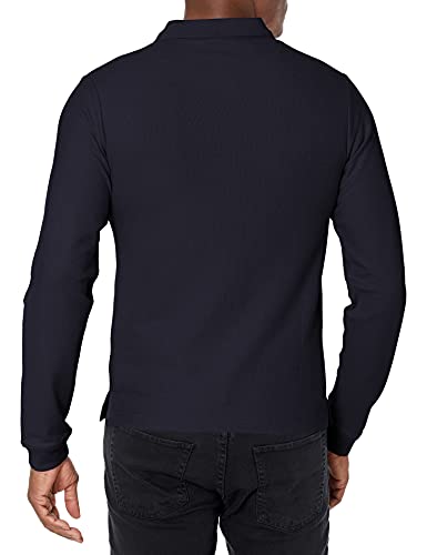IZOD mens Long Sleeve Pique polo shirts, Navy, 38-39 US