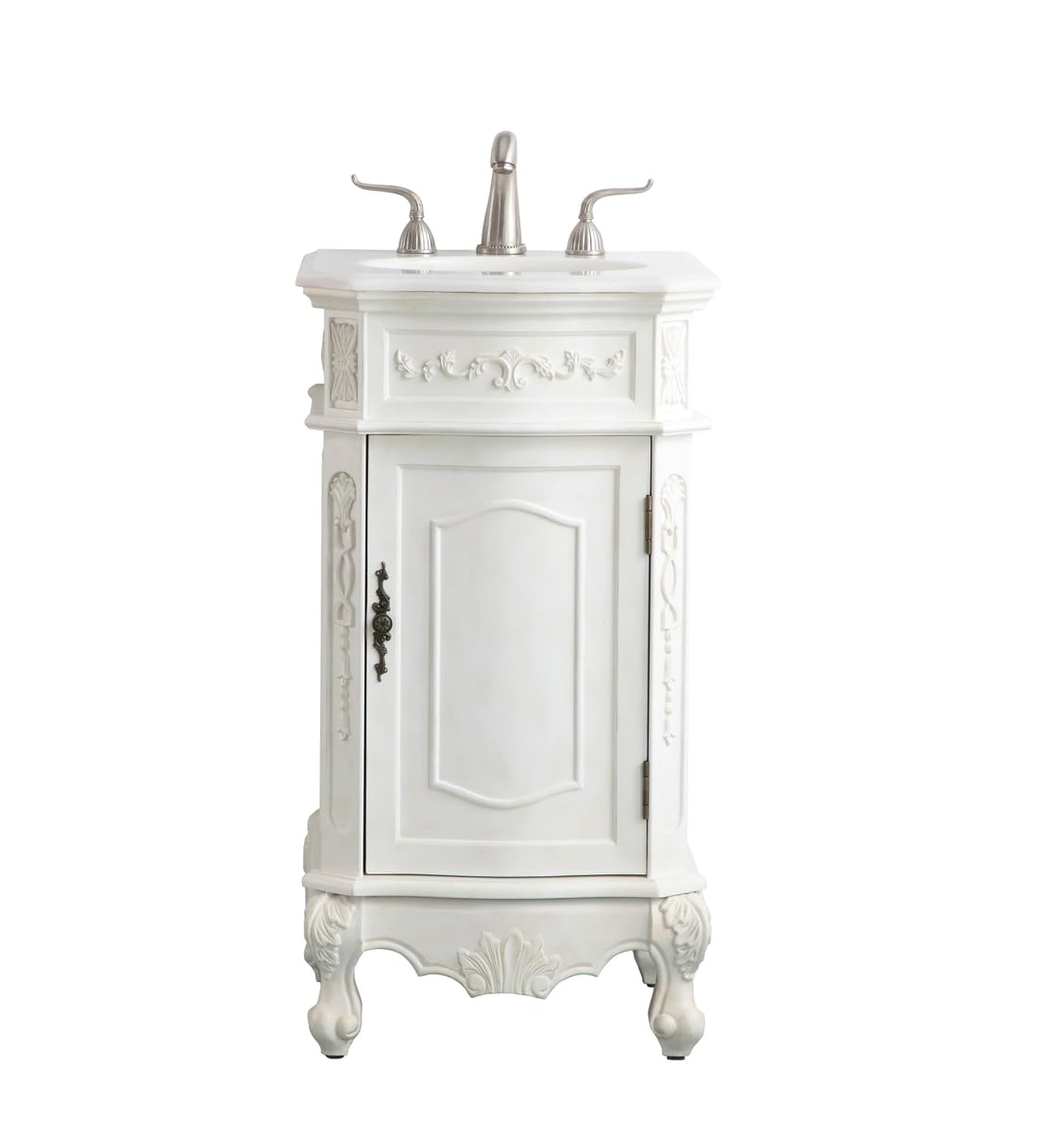 ELEGANT LIGHTING 19 inch Single Bathroom Vanity in Antique White with Ivory White Engineered Marble