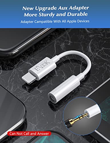 Elook 2023 Car Cassette Aux Adapter Kit, with Upgraded Smartphone to 3.5 mm Headphone Jack Adapter for Phone, MP3 ect. Black