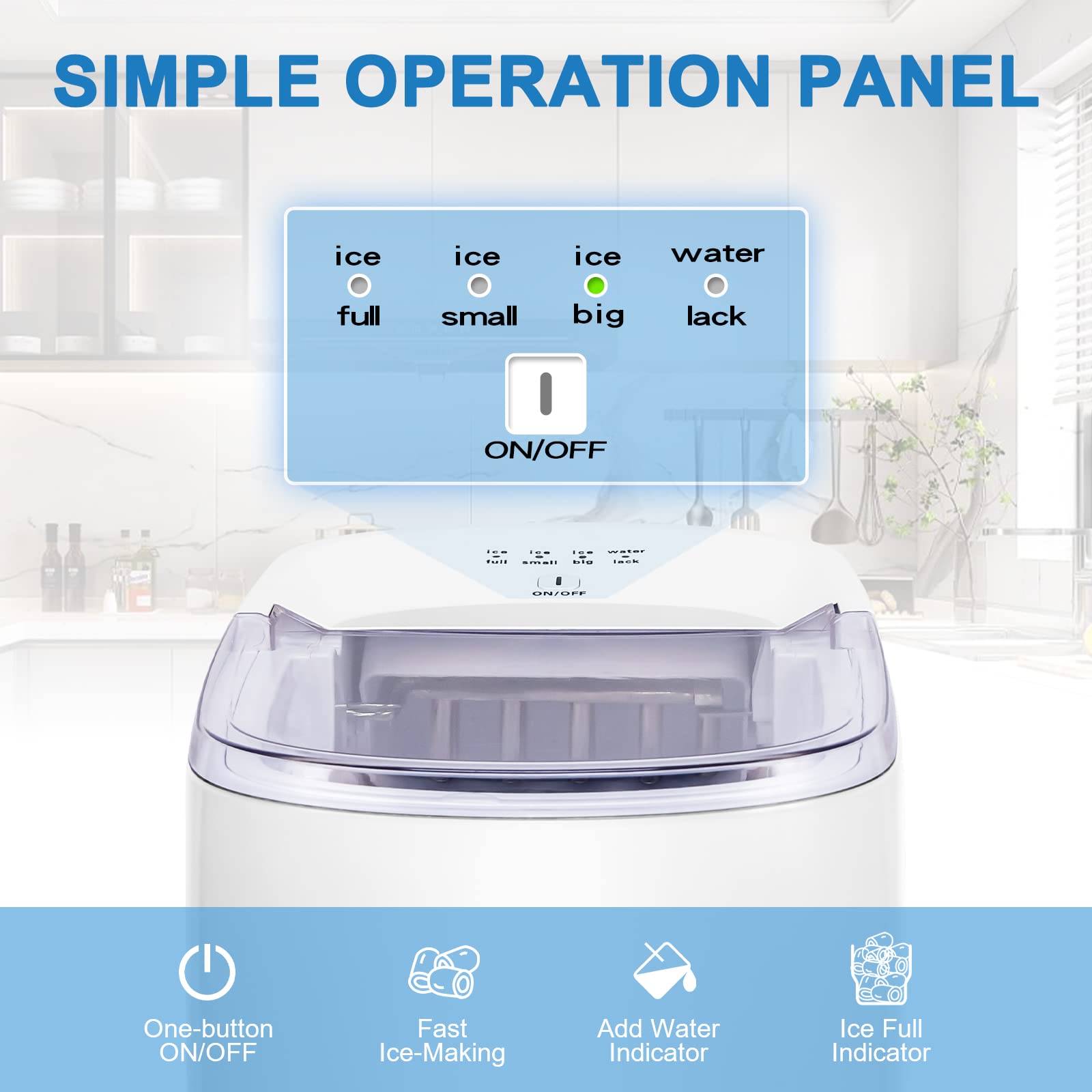 Countertop Ice Maker Machine Portable Ice Maker 35Lbs/24H 9pcs Ice Cubes Ready in 5-8 Mins, Portable Ice Maker for Home/Kitchen/Party