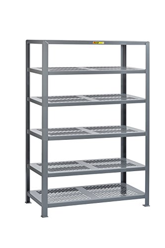 Little Giant 6SHP-2448-72 Heavy-Duty Welded Steel Shelving, 6 Shelf, 11-3/4" Shelf Clearance, Perforated Shelves, 24" Depth x 48" Width, Gray