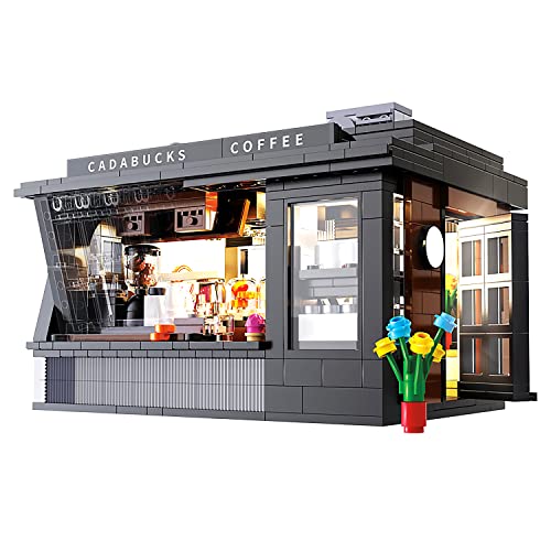 NEWRICE Modern Cafe Architecture Building Blocks Kit with Light,MOC City Street Coffee House Model Set, Building Toy for 6+ Year Boys.Adult.New 2022(768 Pieces)