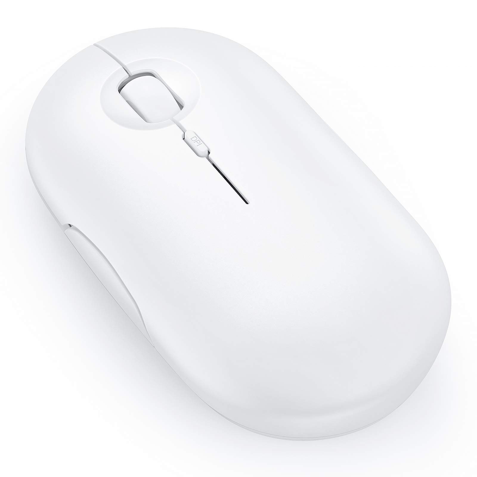 Rechargeable Bluetooth Mouse , seenda Wireless Dual Mode Mouse , 3 Adjustable DPI, USB-Type-C Cordless Mouse for iPad OS 13, MacBook, PC, Chromebook, PS4 Pro, PS5 (White)