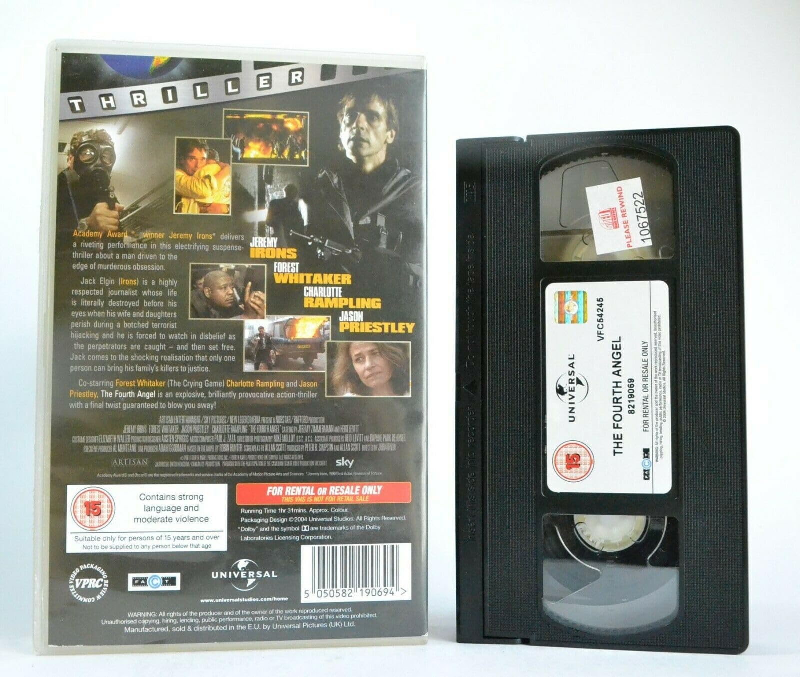 The Fourth Angel: British/Canadian Thriller - Jeremy Irons/Forest Whitaker - VHS