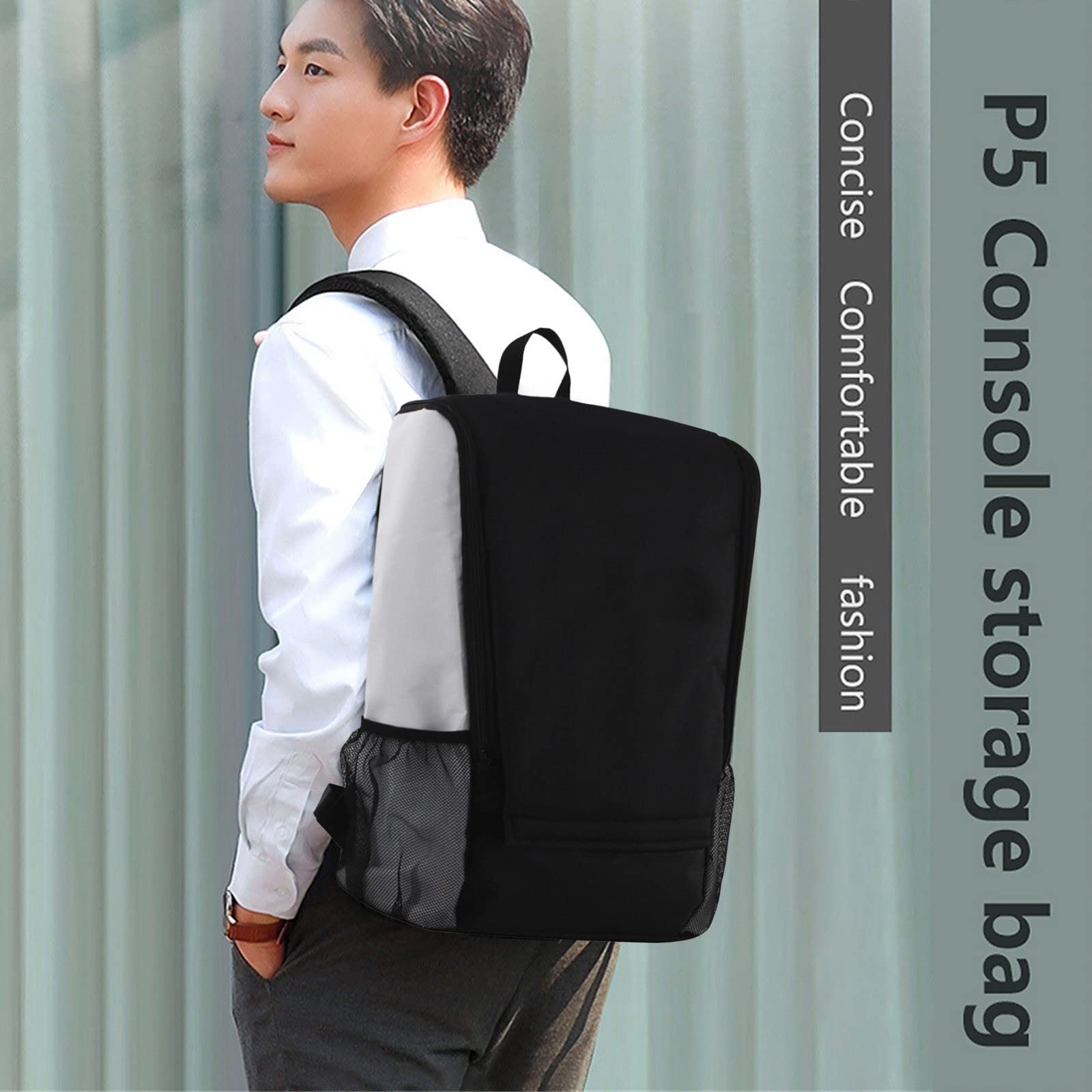 Bzdzmqm Travel Storage Handbag Backpack for Ps5 Console Protective Luxury Bag Handle Bag for Ps5 Set, Travel Carrying Case Travel Bag for Games Console /Controllers, Game Cards, Hdmi and Accessories