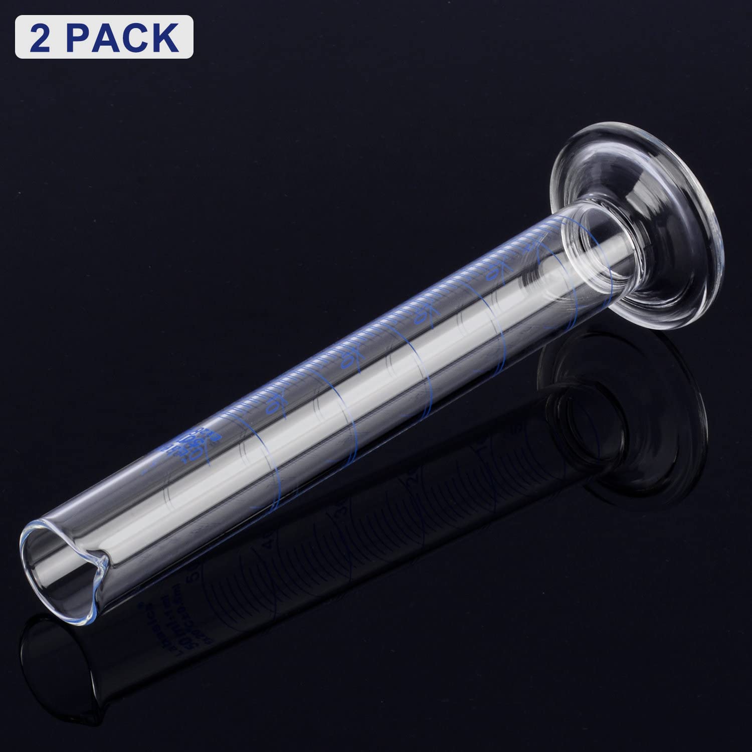 Labasics 2-Pack 50 ml Borosilicate Glass Graduated Cylinder Measuring Cylinder