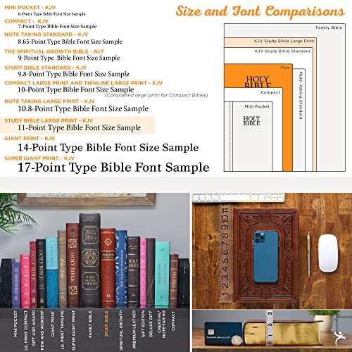 KJV Study Bible, Large Print Faux Leather - Thumb Index, King James Version Holy Bible, Art Nouveau Framed Saddle Tan