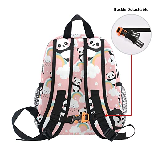 Glaphy Kid's Backpack Panda Cloud Rainbow Pink Toddler Backpack for Daycare Travel, Preschool Bookbags for Boys Girls